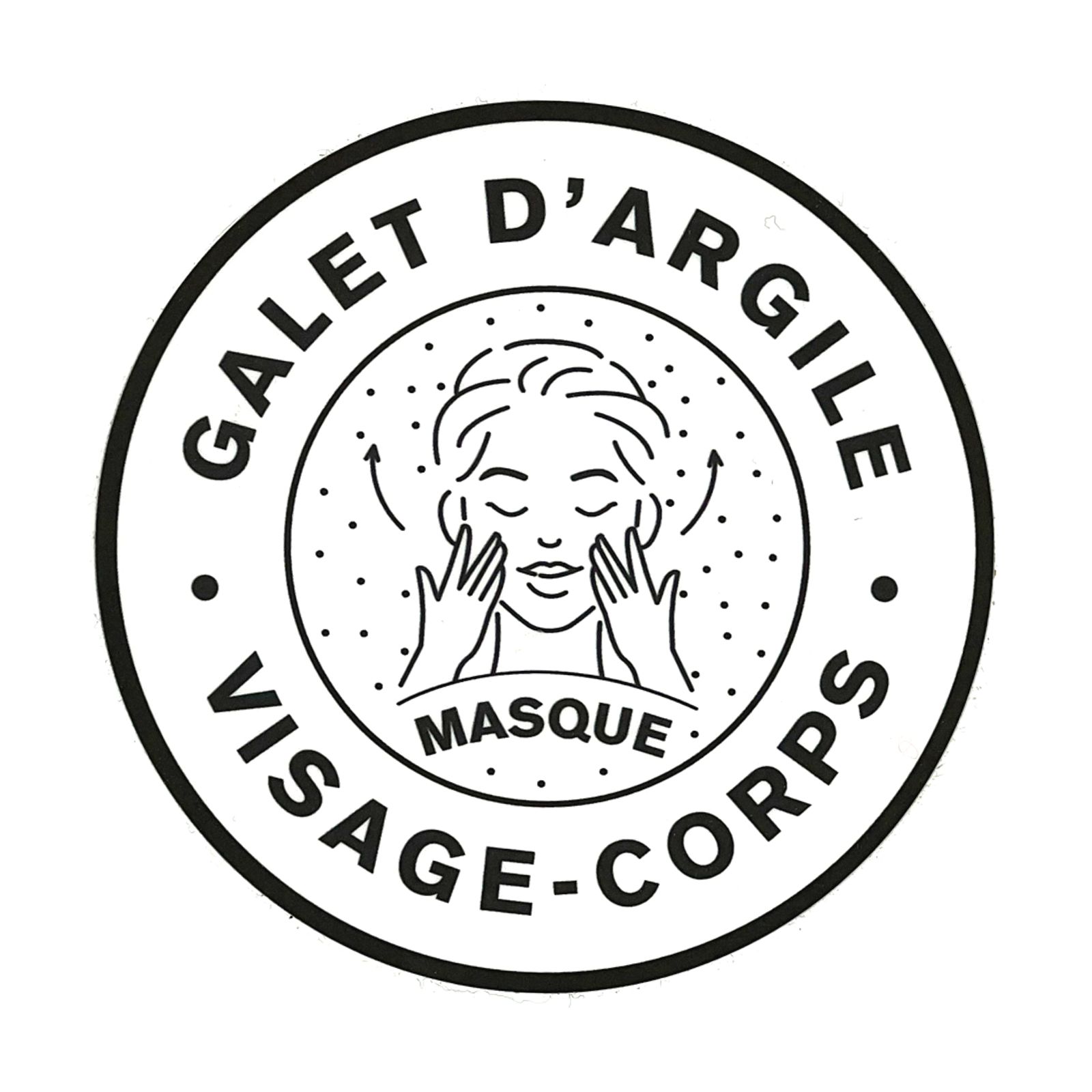 PLV PICTO VISAGE CORPS - GALET ARGILE - ROND DIAM 10CM